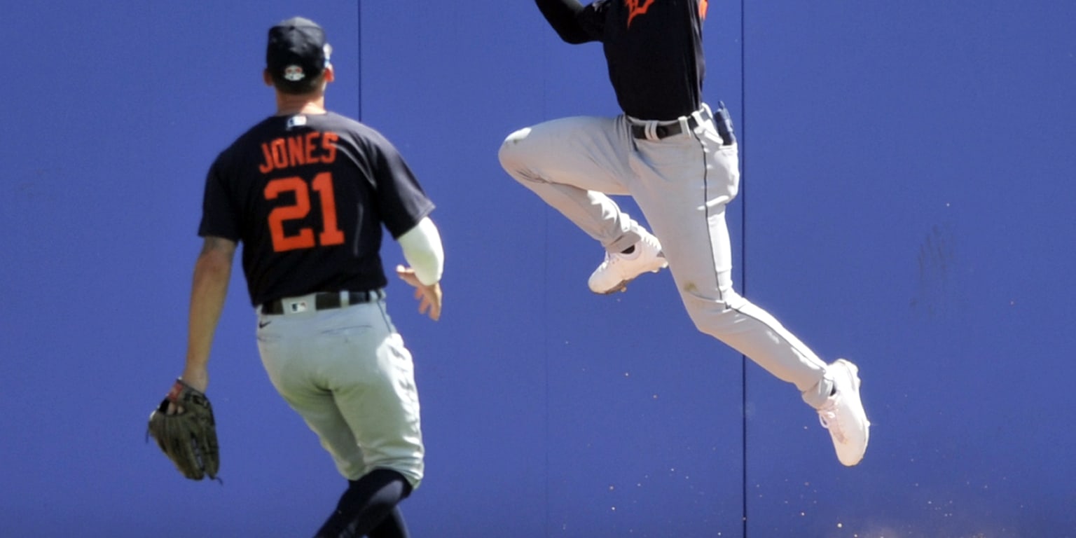 Derek Hill playing highlight-reel defense for Tigers