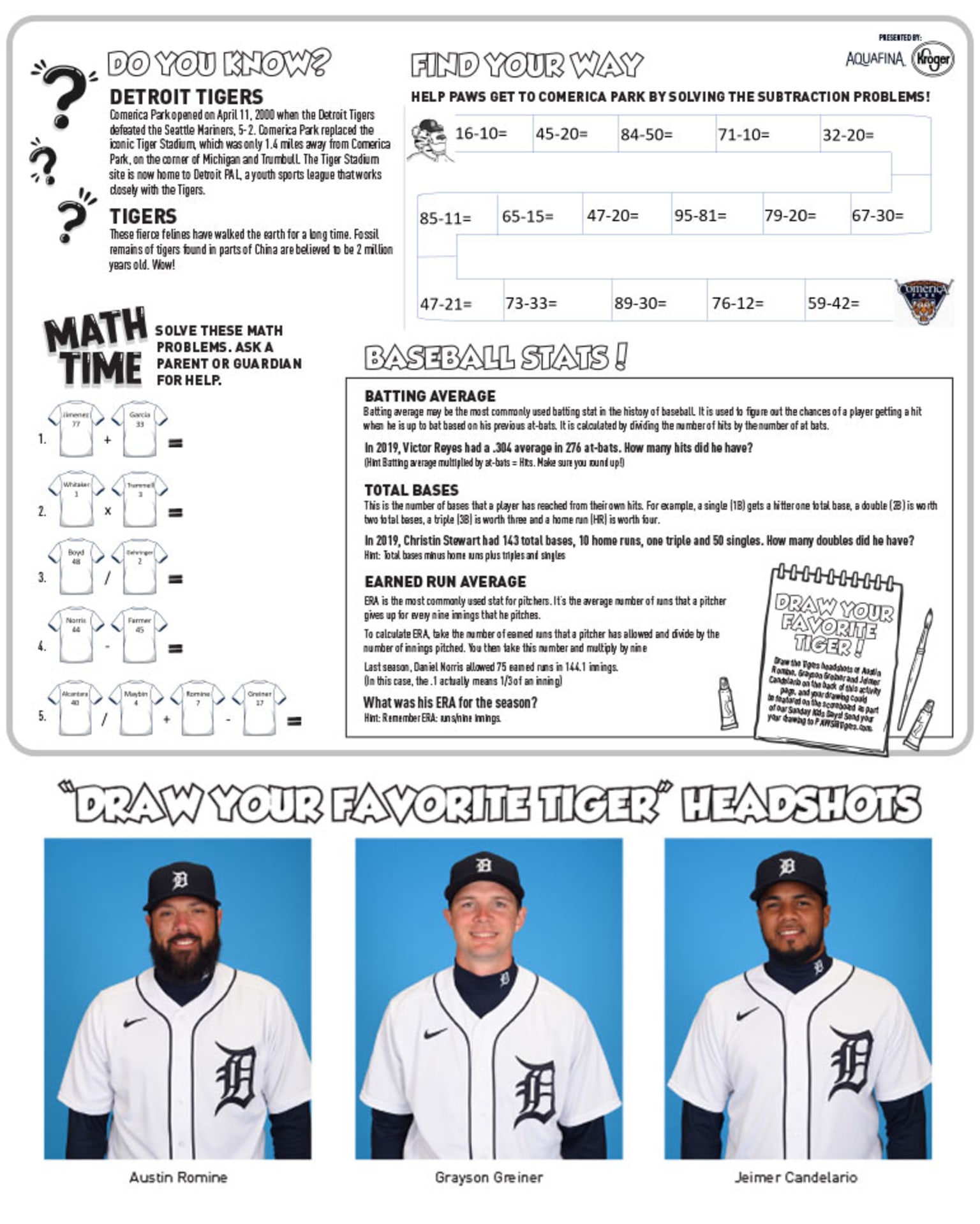 Kids Activities | Detroit Tigers