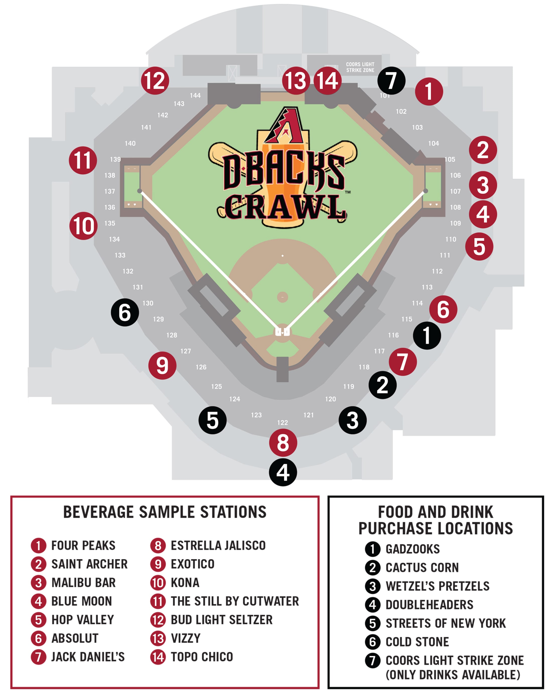 Bar Crawl Map | Arizona Diamondbacks
