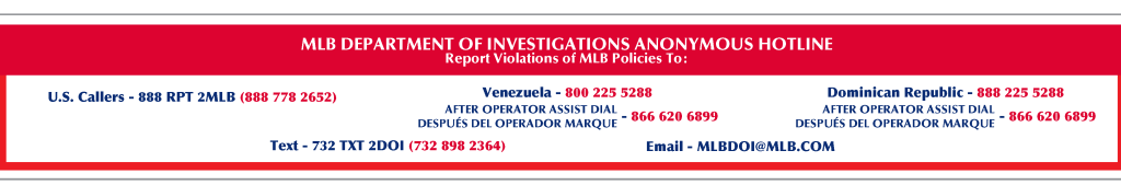 MLB Conduct Policies | Player Resource Center | MLB.com