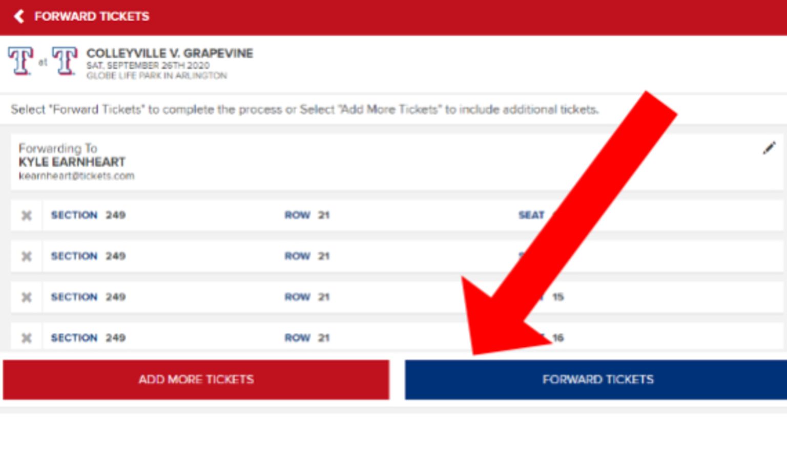 Ticket Forwarding | Texas Rangers