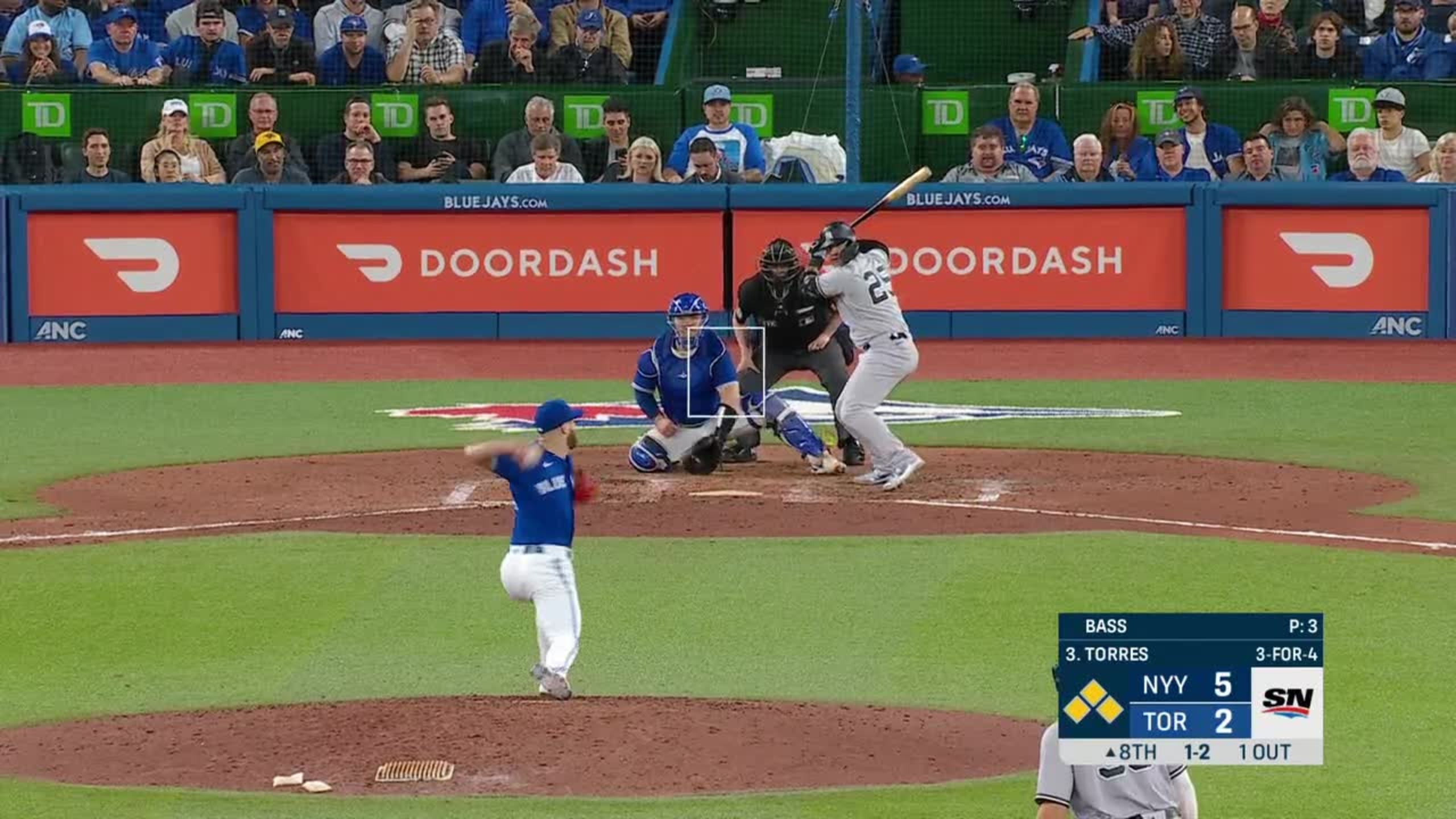 Gleyber Torres grounds into a double play, shortstop Bo Bichette to ...