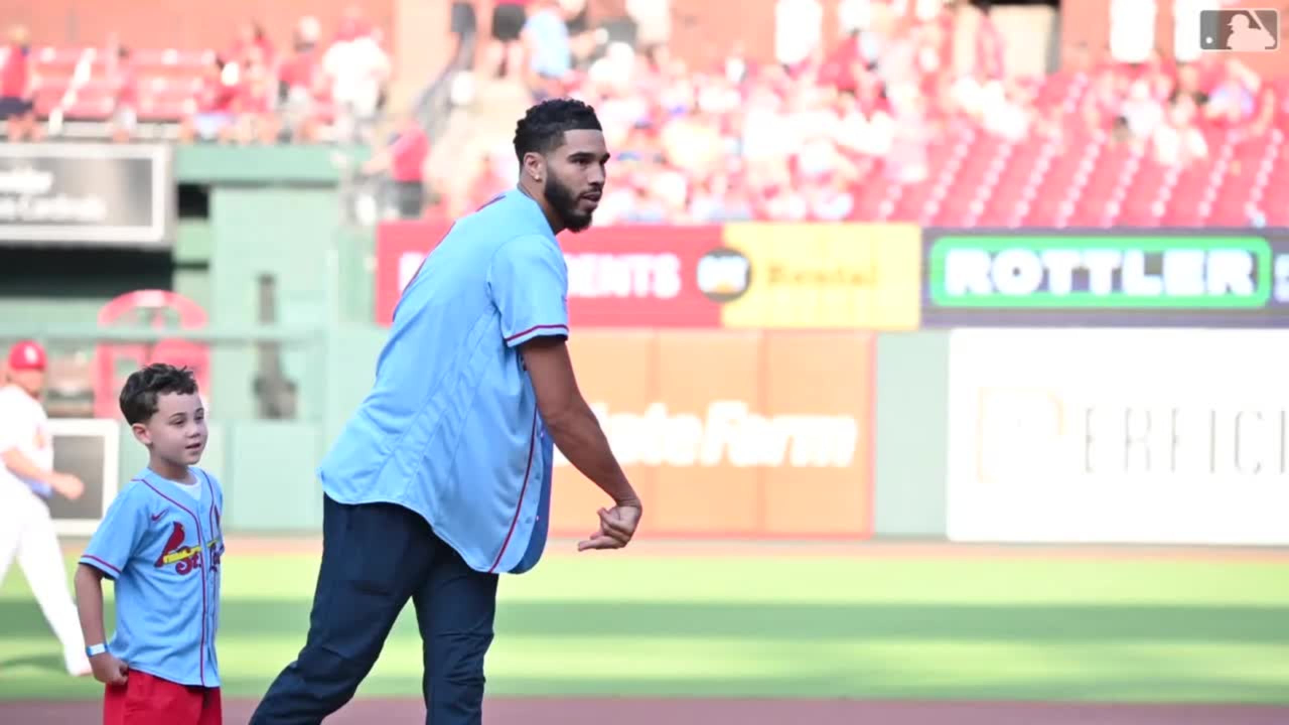 Jayson Tatum's first pitch Jayson Tatum's first pitch