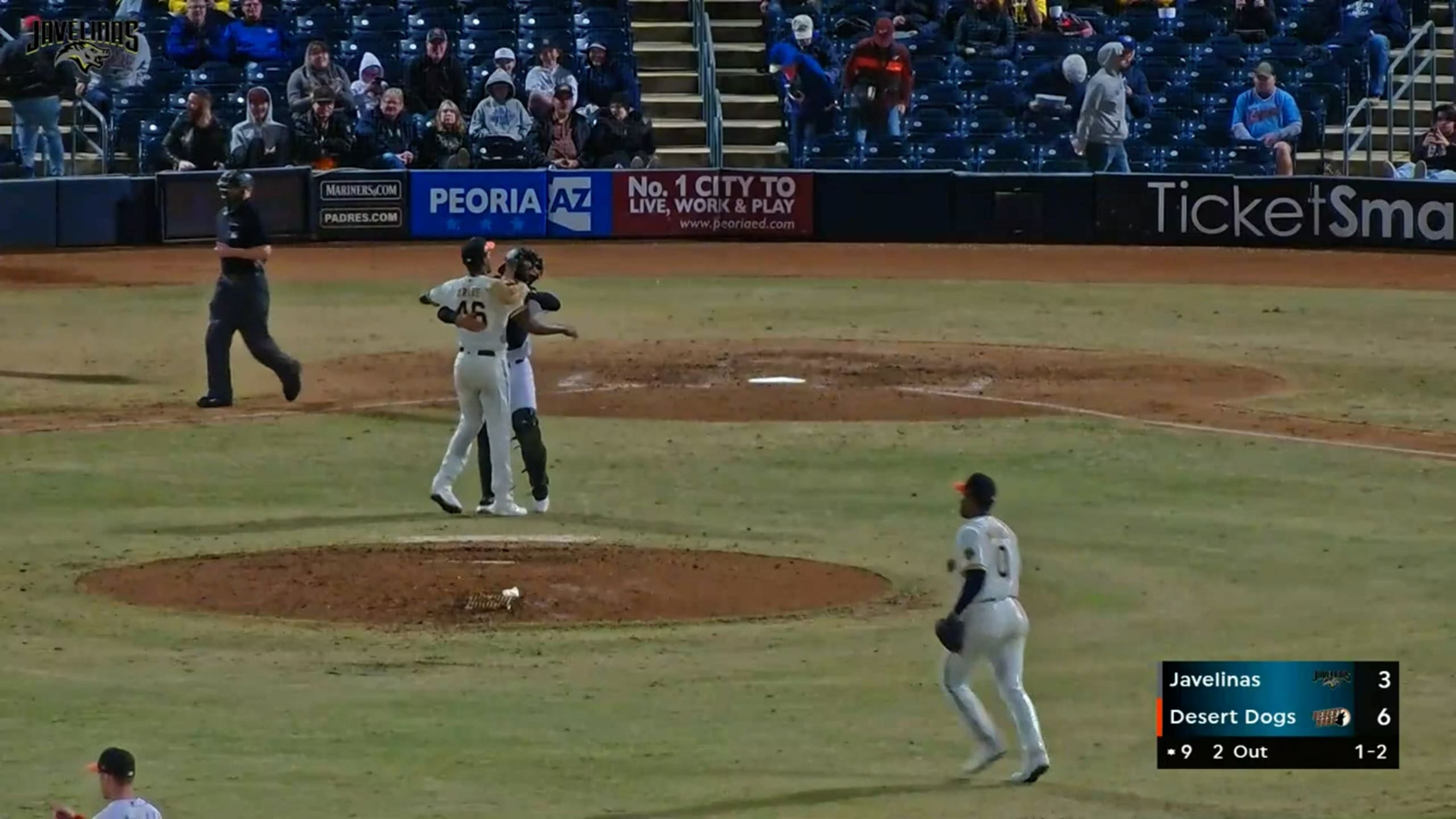 Abner Uribe fans the side