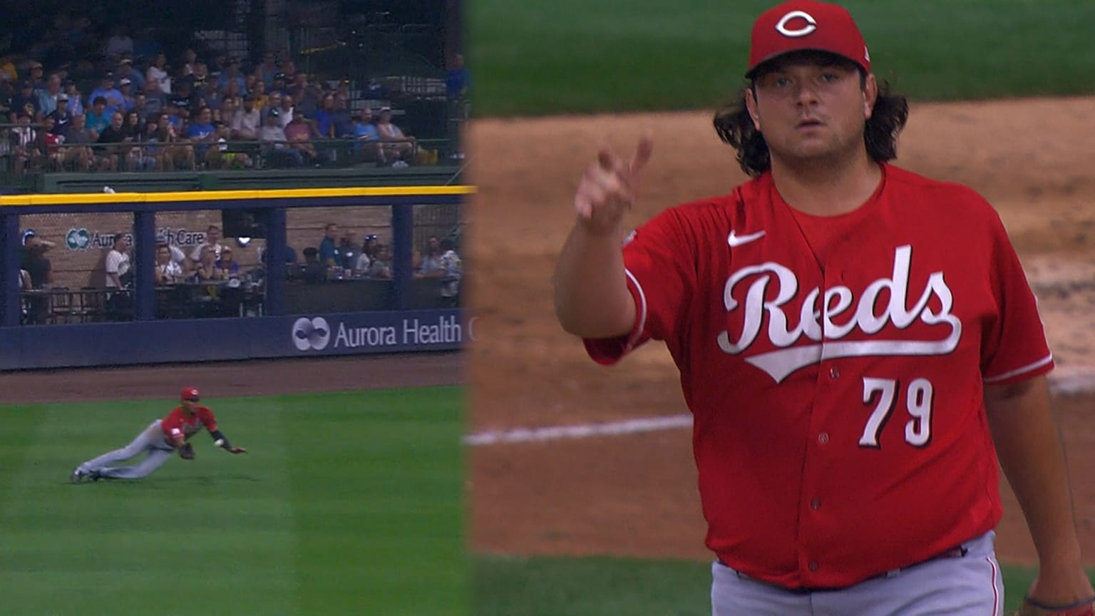 Will Benson lays out and makes diving catch | 07/25/2023 | Cincinnati Reds