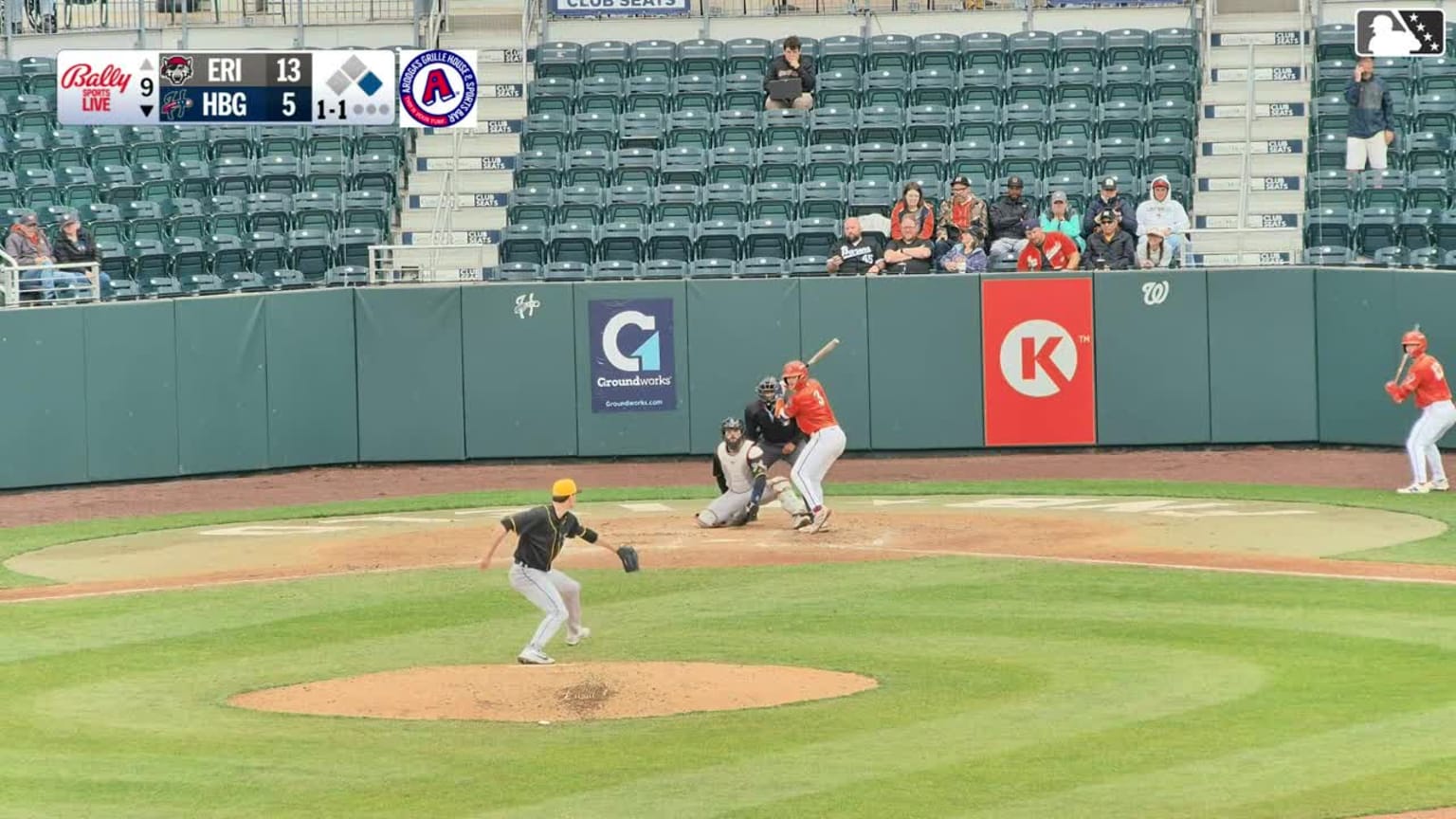 Seaver King doubles (10) on a sharp line drive to right fielder Justice ...
