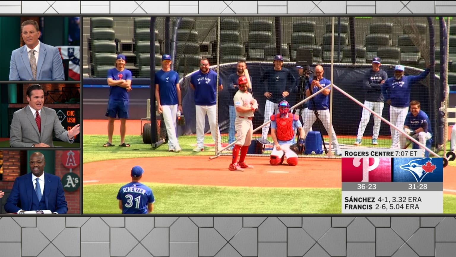 Kyle Schwarber sneaks into sim game of Max Scherzer | 06/03/2025 | MLB.com