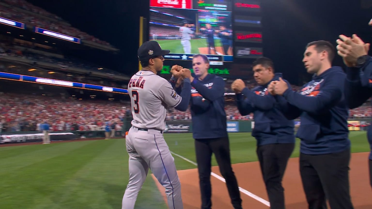 Astros' lineup is introduced prior to Gm 3 of WS | 11/01/2022 | Houston ...