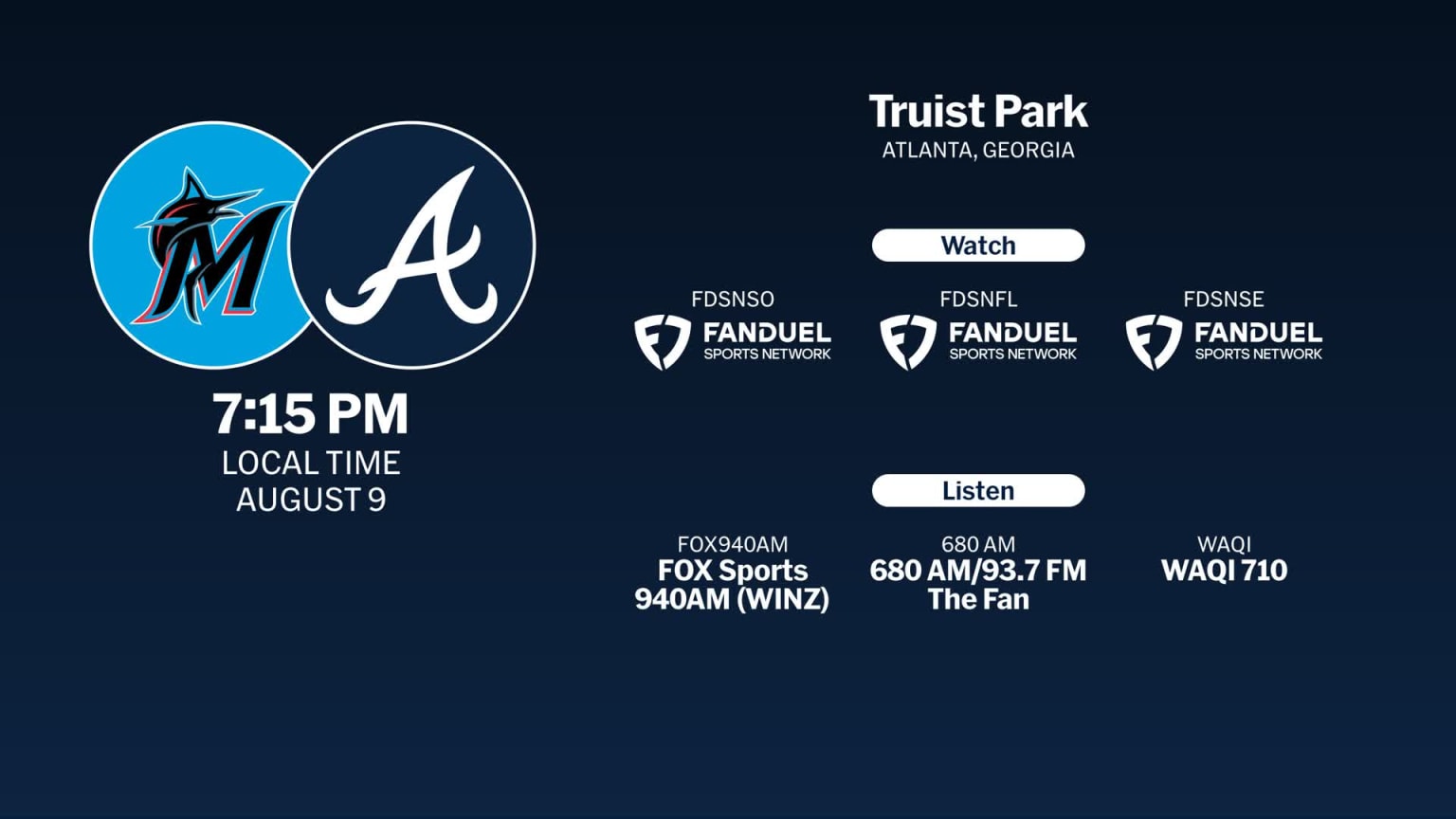 Marlins at Braves - August 9, 2025: Tune In | 08/08/2025 | MLB.com
