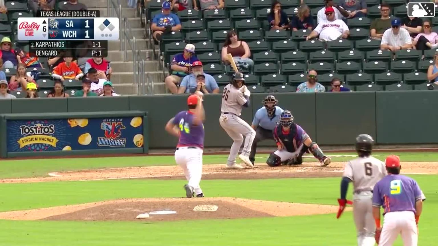 Braedon Karpathios singles on a ground ball to right fielder Kala'i ...