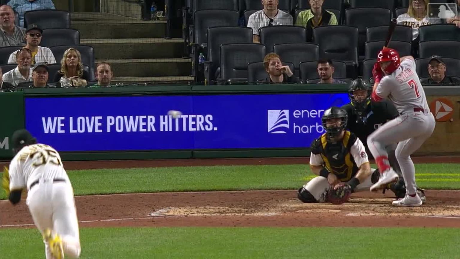 Spencer Steer platers Jonathan India with a sac fly | 04/20/2023 ...