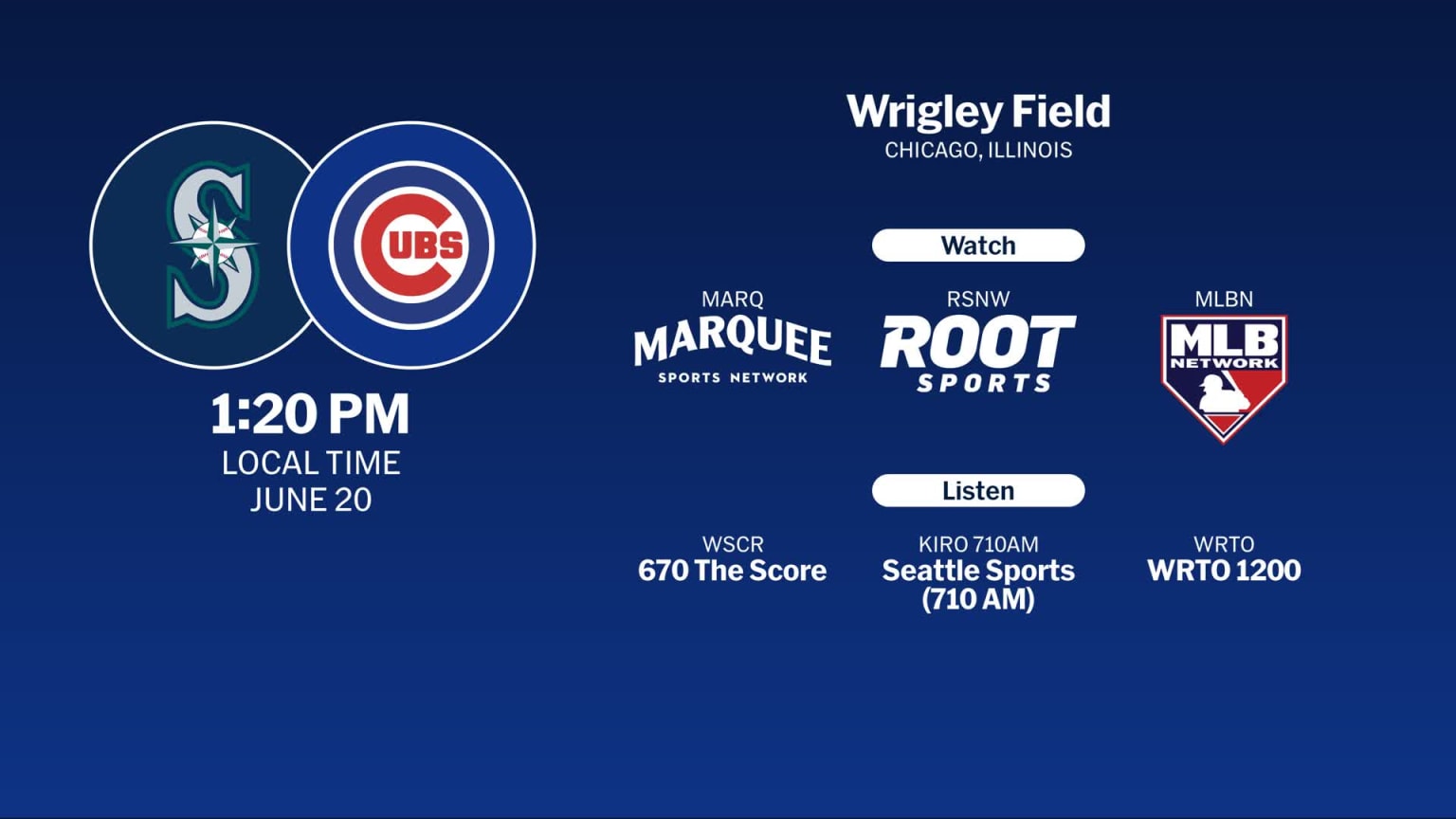 Mariners at Cubs - June 20, 2025: Tune In | 06/18/2025 | MLB.com
