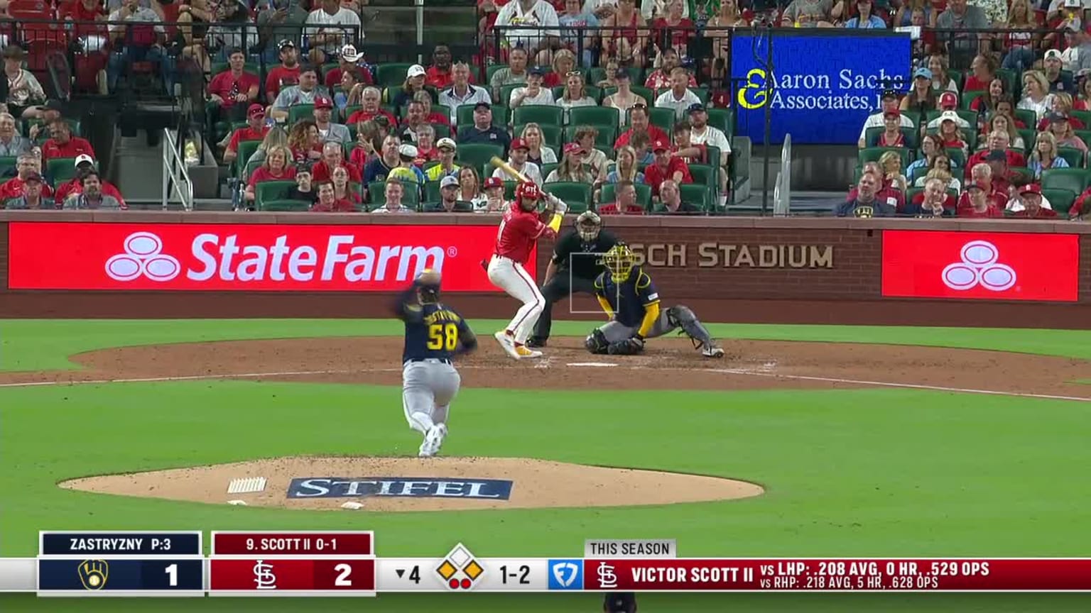 Victor Scott II flies out to center fielder Jackson Chourio. | 09/19 ...