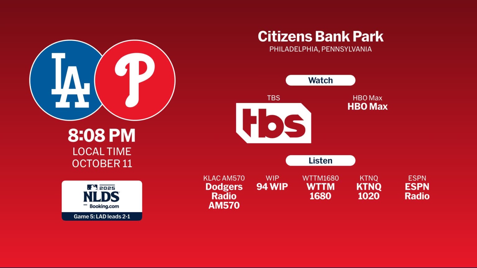 Dodgers at Phillies - October 11, 2025: Tune In | 10/09/2025 | MLB.com