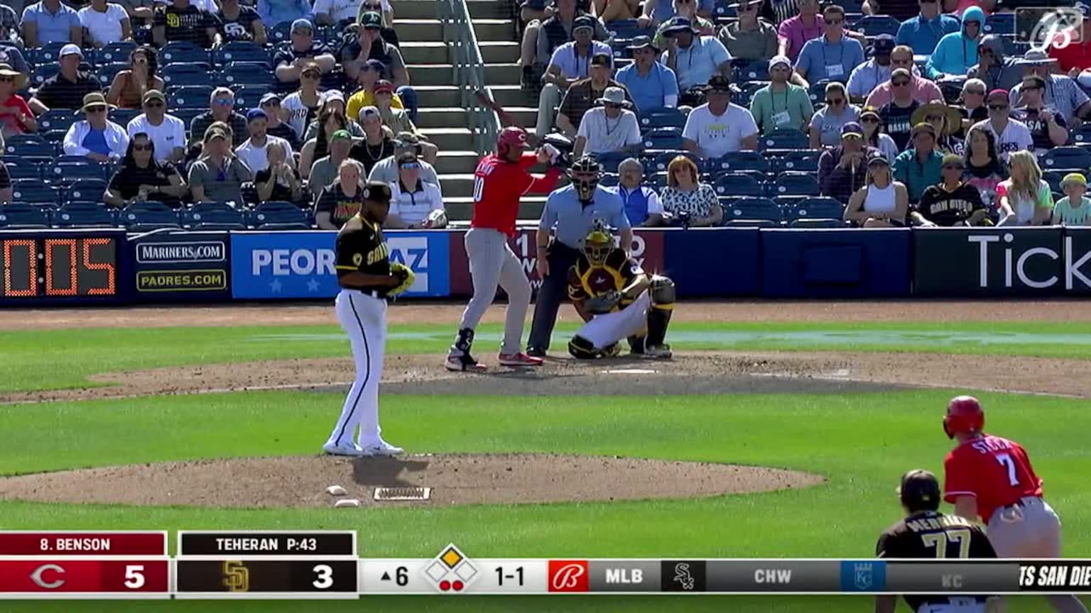 Will Benson hits an RBI single to right field | 03/08/2023 | Cincinnati ...