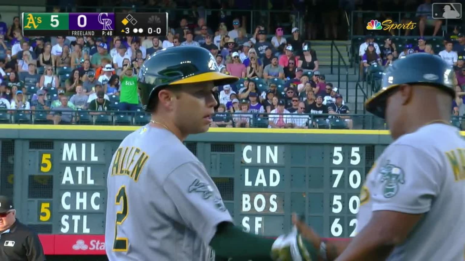 Nick Allen smashes an RBI triple to left-center field | 07/28/2023 | Athletics