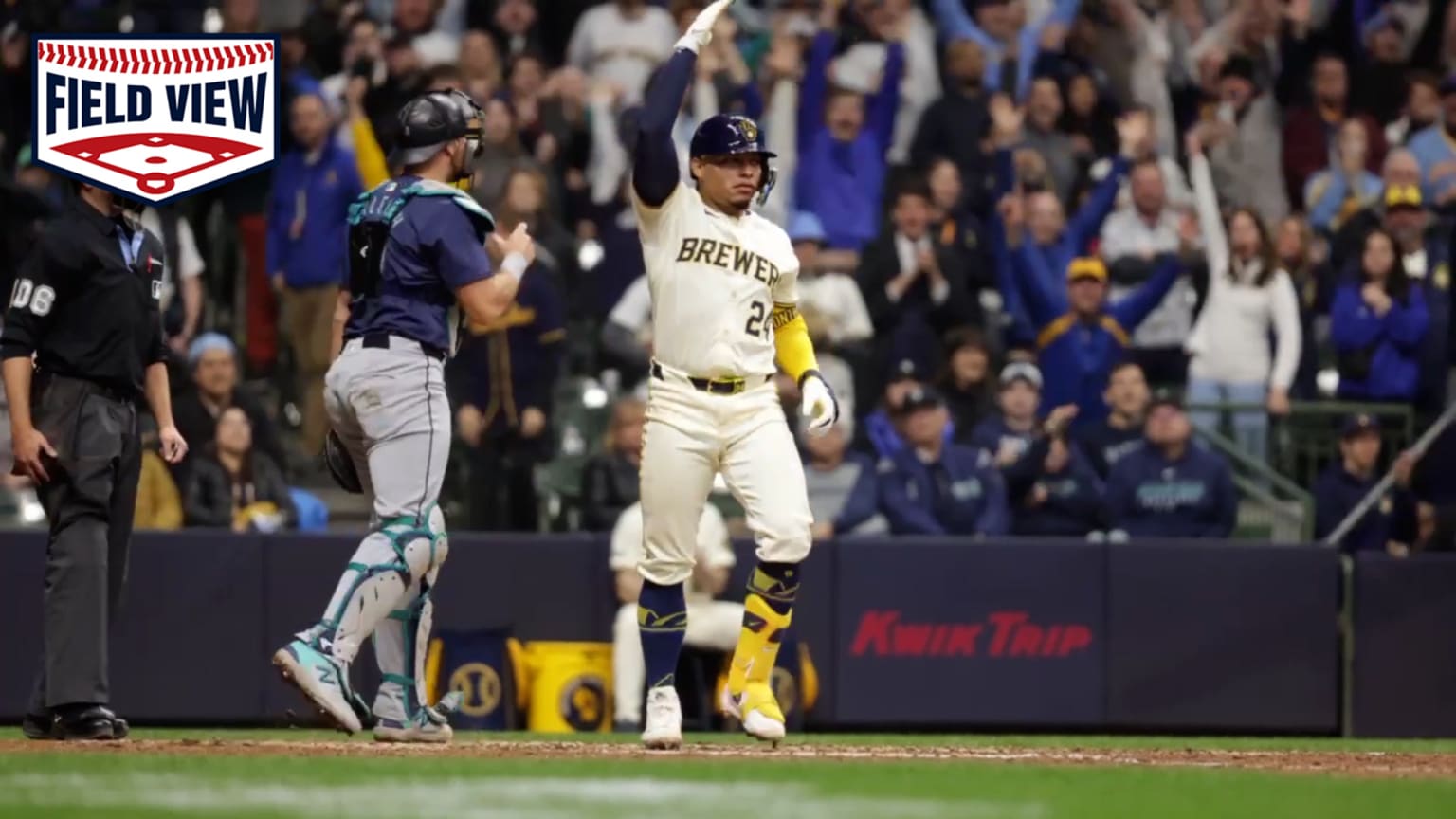 Field view: William Contreras' walk-off walk | 04/05/2024 | MLB.com