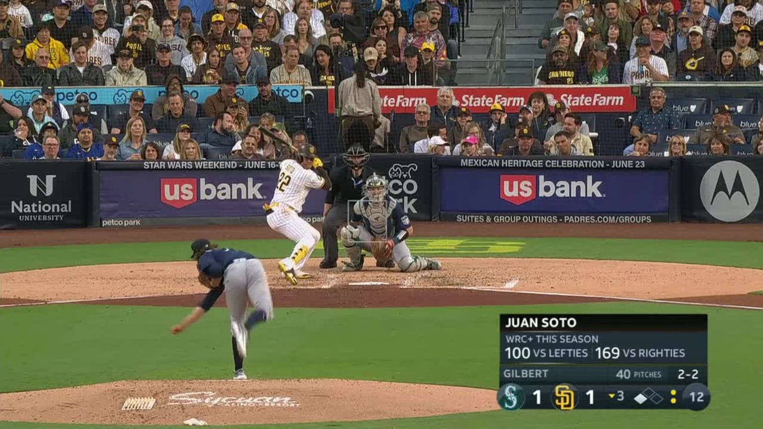 Juan Soto grounds out to first baseman Ty France. | 06/06/2023 | Los ...