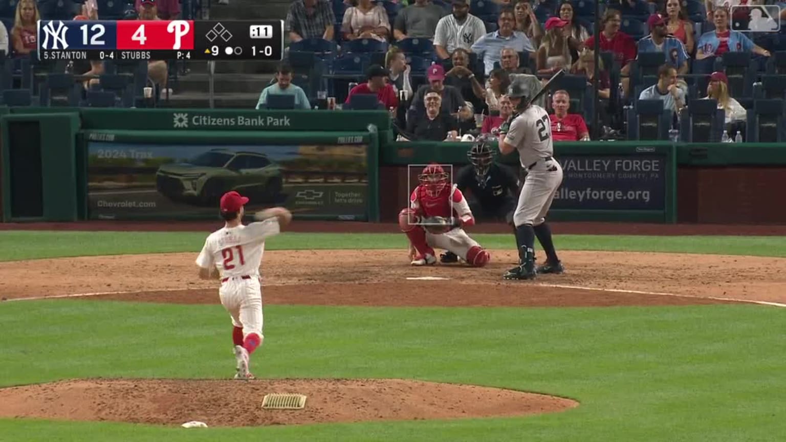 Garrett Stubbs gets a whiff from Giancarlo Stanton | 07/29/2024 | MLB.com