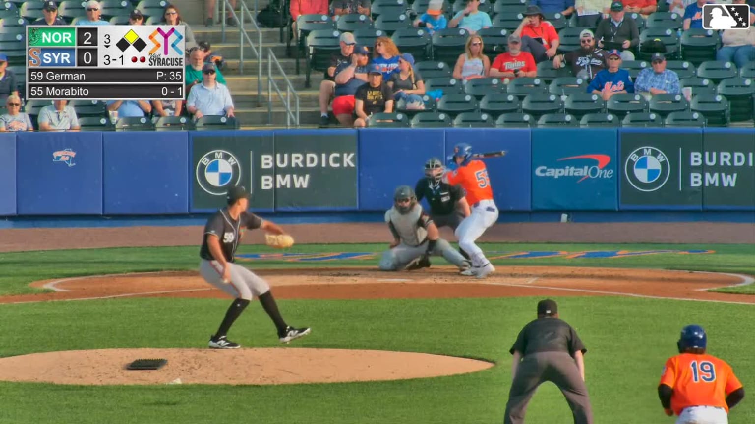 Nick Morabito singles on a ground ball to right fielder Heston Kjerstad ...