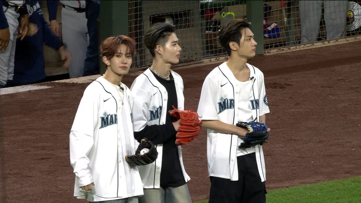 Members of Enhypen throw out the first pitches | 04/29/2024 | Seattle ...