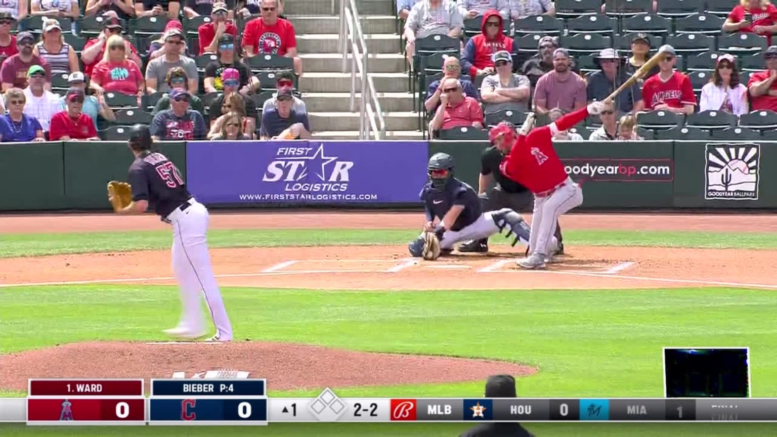 Shane Bieber strikes out Taylor Ward in the 1st | 03/14/2023 | Cleveland Guardians