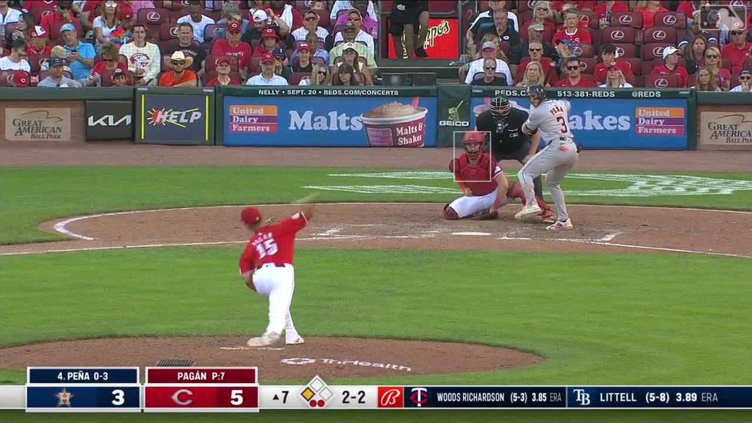 Emilio Pagán K's Jeremy Peña | 09/02/2024 | Cincinnati Reds