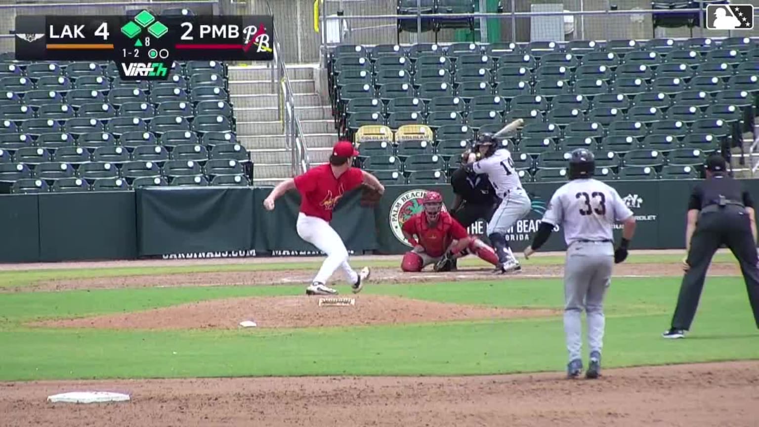 Nick Dumesnil doubles (2) on a line drive to left fielder Facundo ...