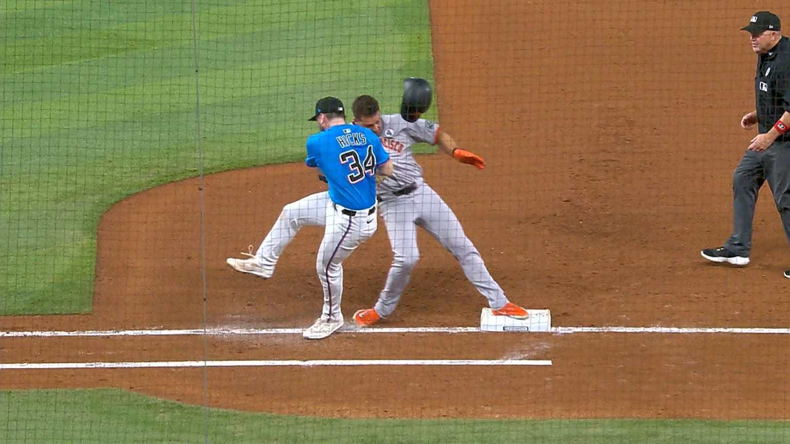 Liam Hicks and Matt Chapman collide in base path | 06/01/2025 | MLB.com