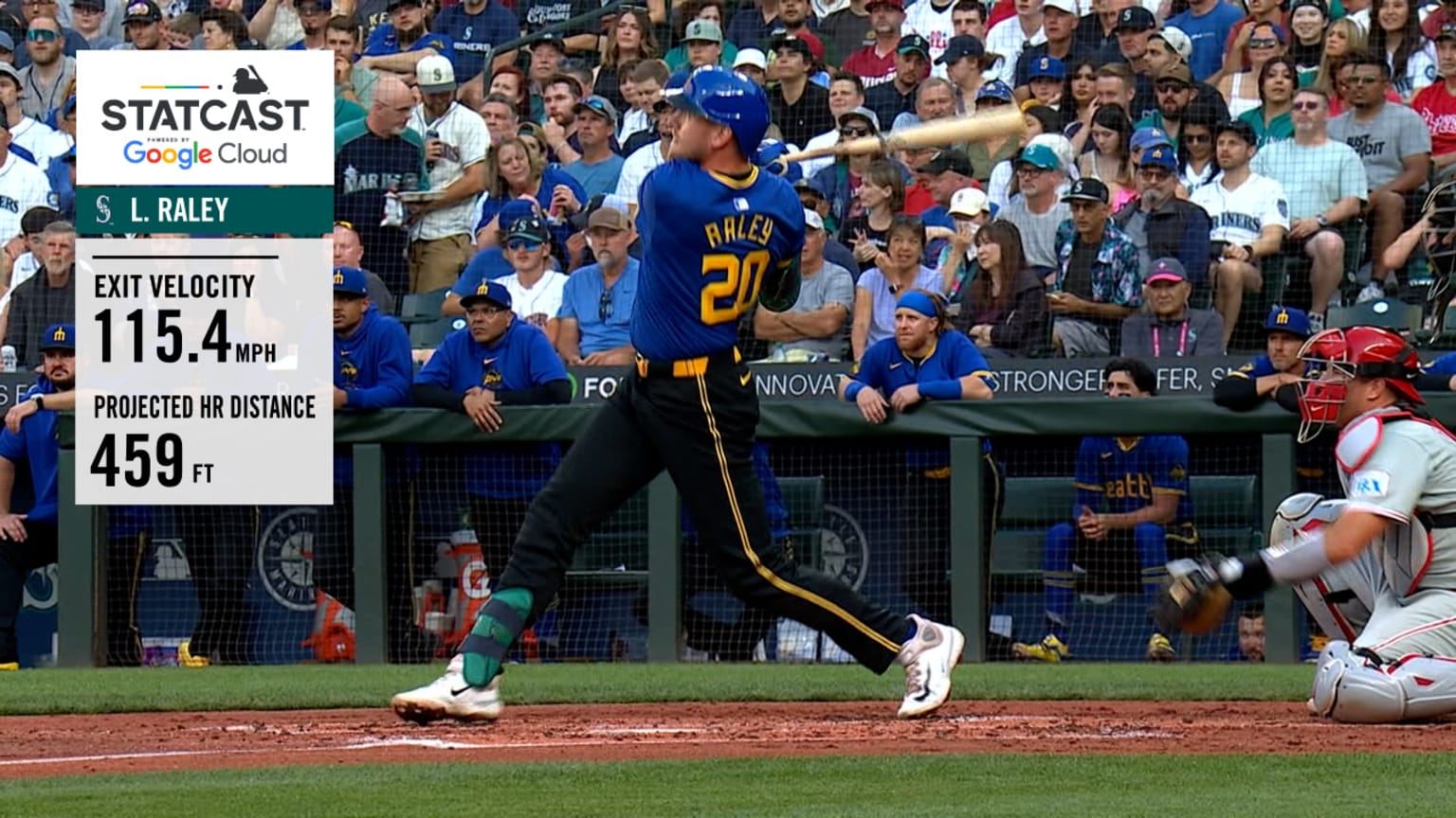 Luke Raley's 459-foot, 115.4 mph home run | 08/02/2024 | Seattle Mariners