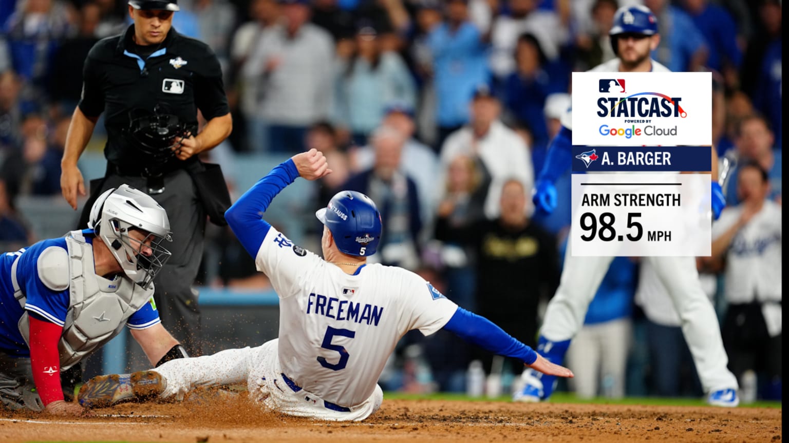 Addison Barger's 98.5 mph throw nabs Freddie Freeman | 10/27/2025 ...