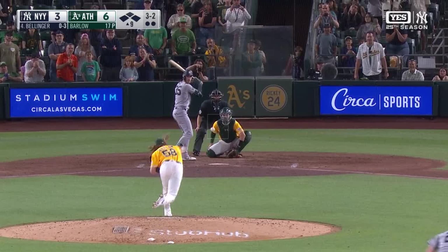 Cody Bellinger walks. Trent Grisham scores. Ben Rice to 3rd. Aaron ...