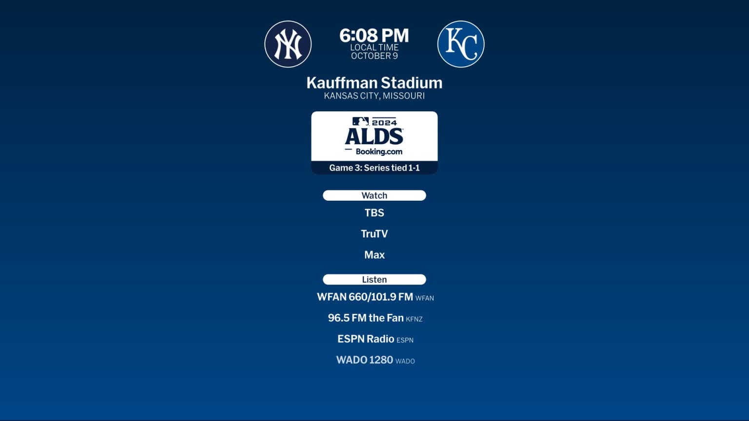 Yankees at Royals - October 9, 2024: Tune In | 10/07/2024 | MLB.com
