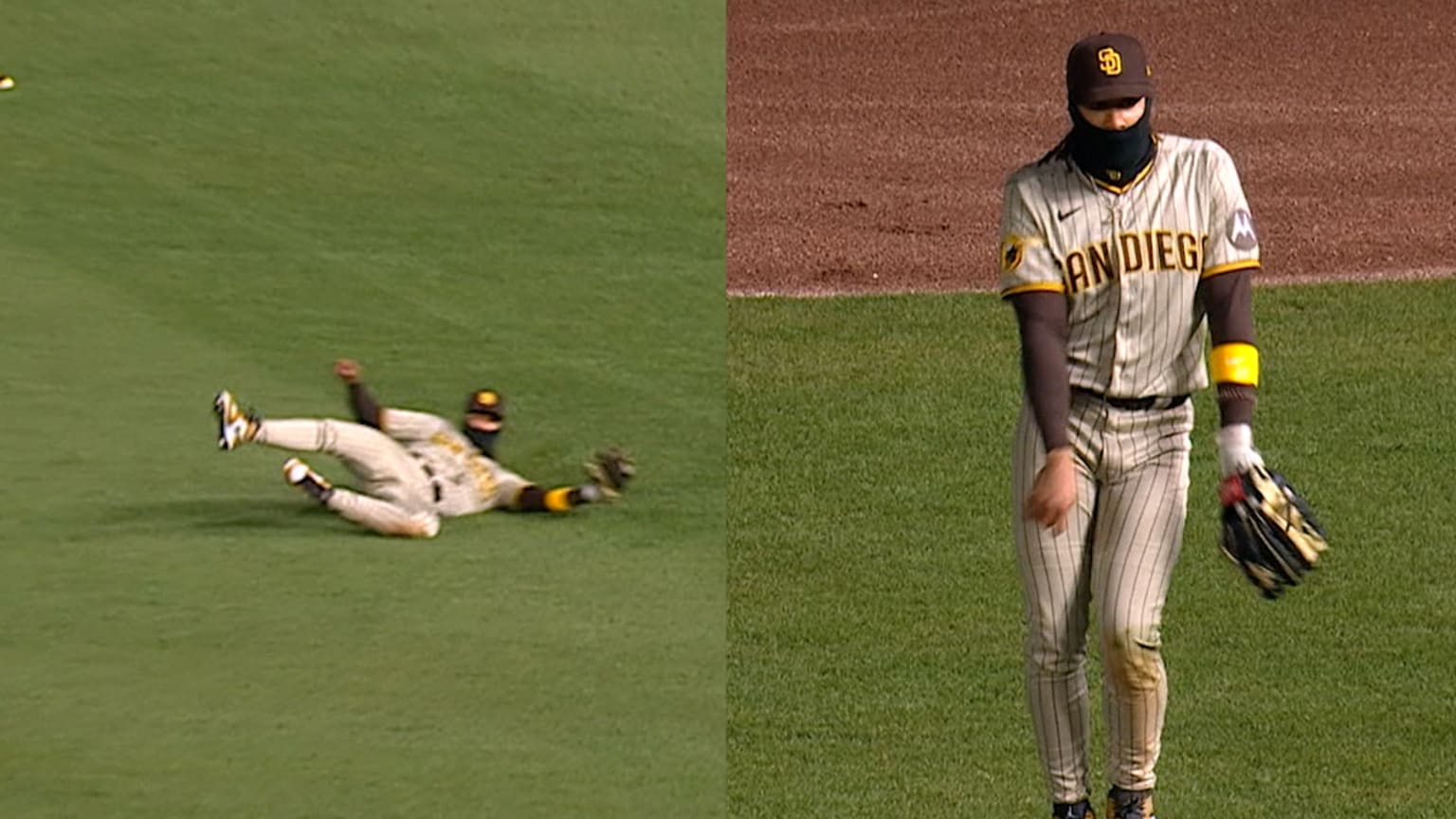 Fernando Tatis Jr. makes a sliding catch, then dances | 04/25/2023 ...