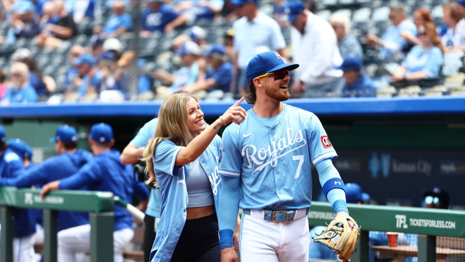 Maggie Witt throws out first pitch to Bobby Witt Jr. | 04/24/2025 | MLB.com