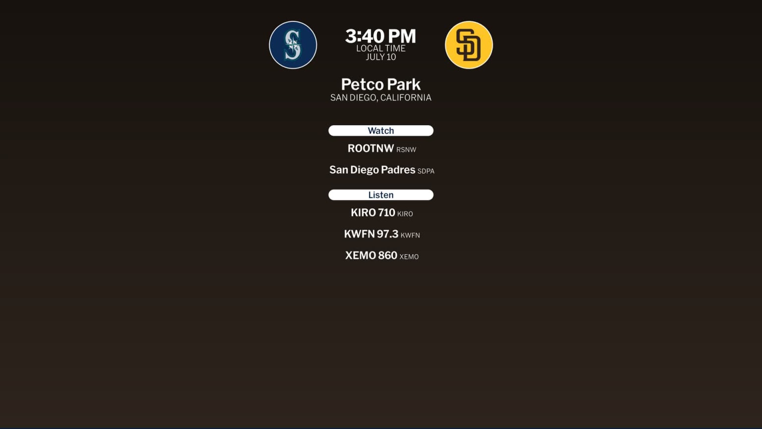 Mariners at Padres - July 10, 2024: Tune In | 07/09/2024 | MLB.com
