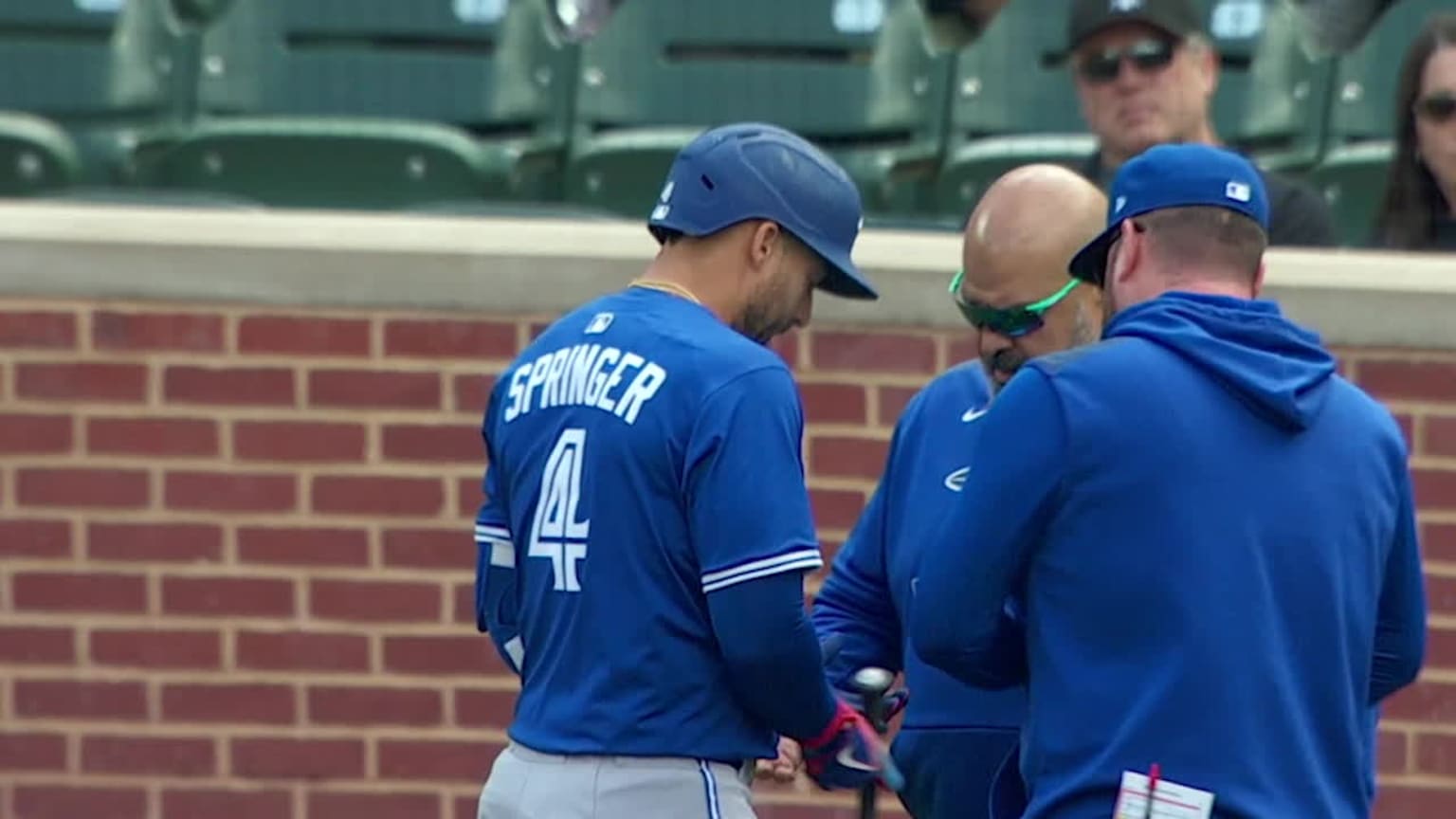 George Springer exits in the 7th due to injury | 04/13/2025 | MLB.com