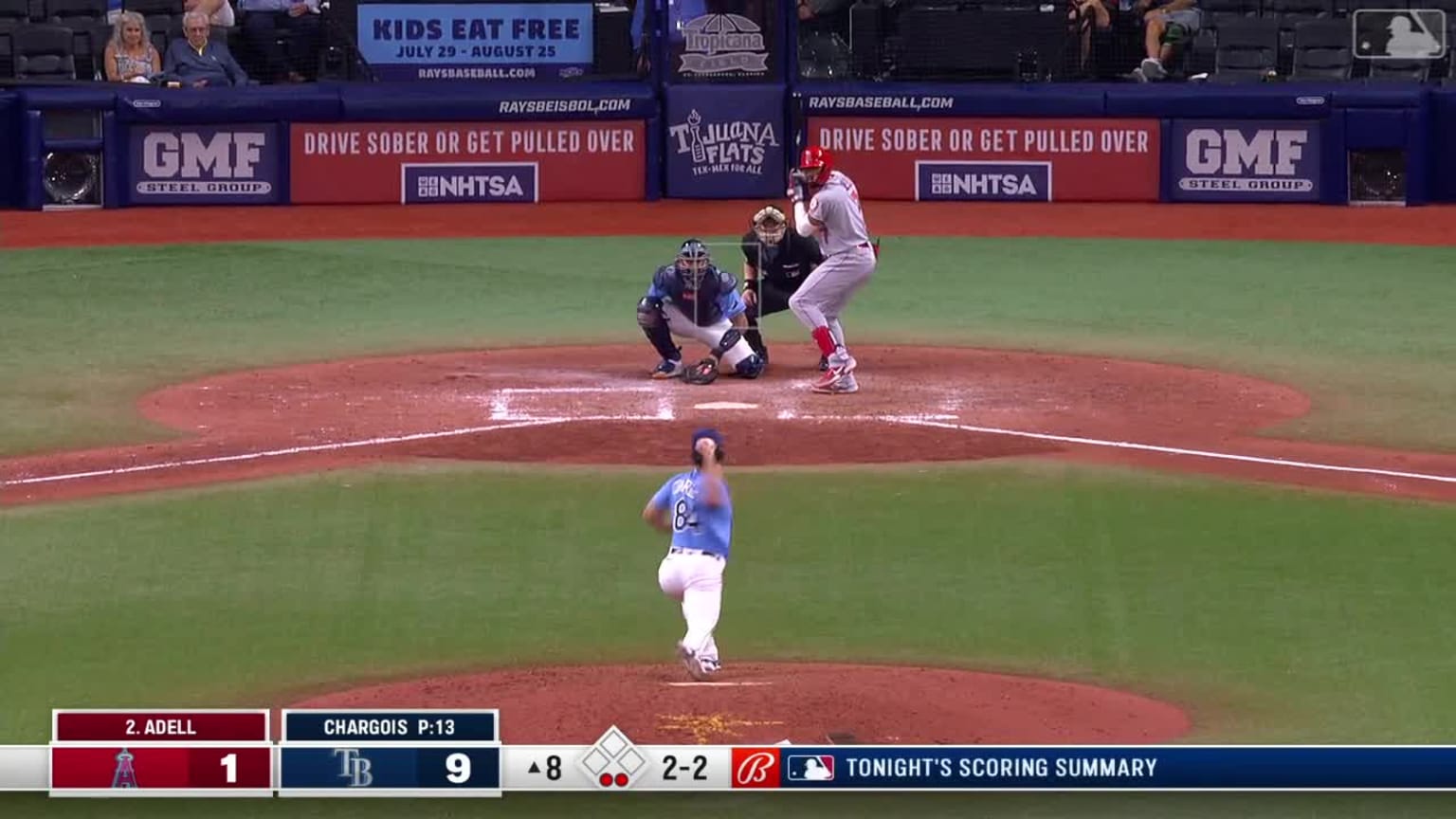 JT Chargois strikes out Jo Adell swinging | 08/23/2022 | Tampa Bay Rays