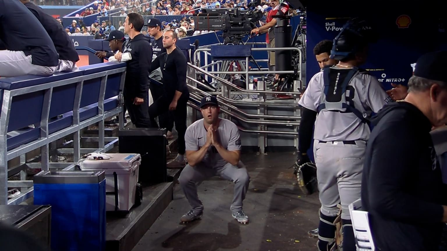 Gerrit Cole stays loose by doing squats in the dugout | 06/30/2024 ...