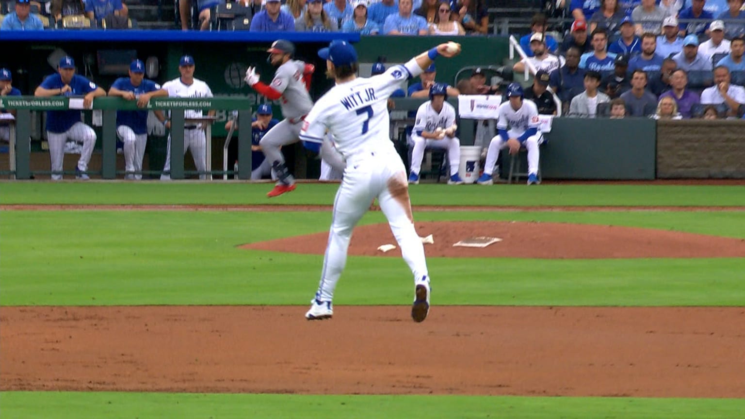 Bobby Witt Jr.'s jump throw | 08/11/2025 | MLB.com