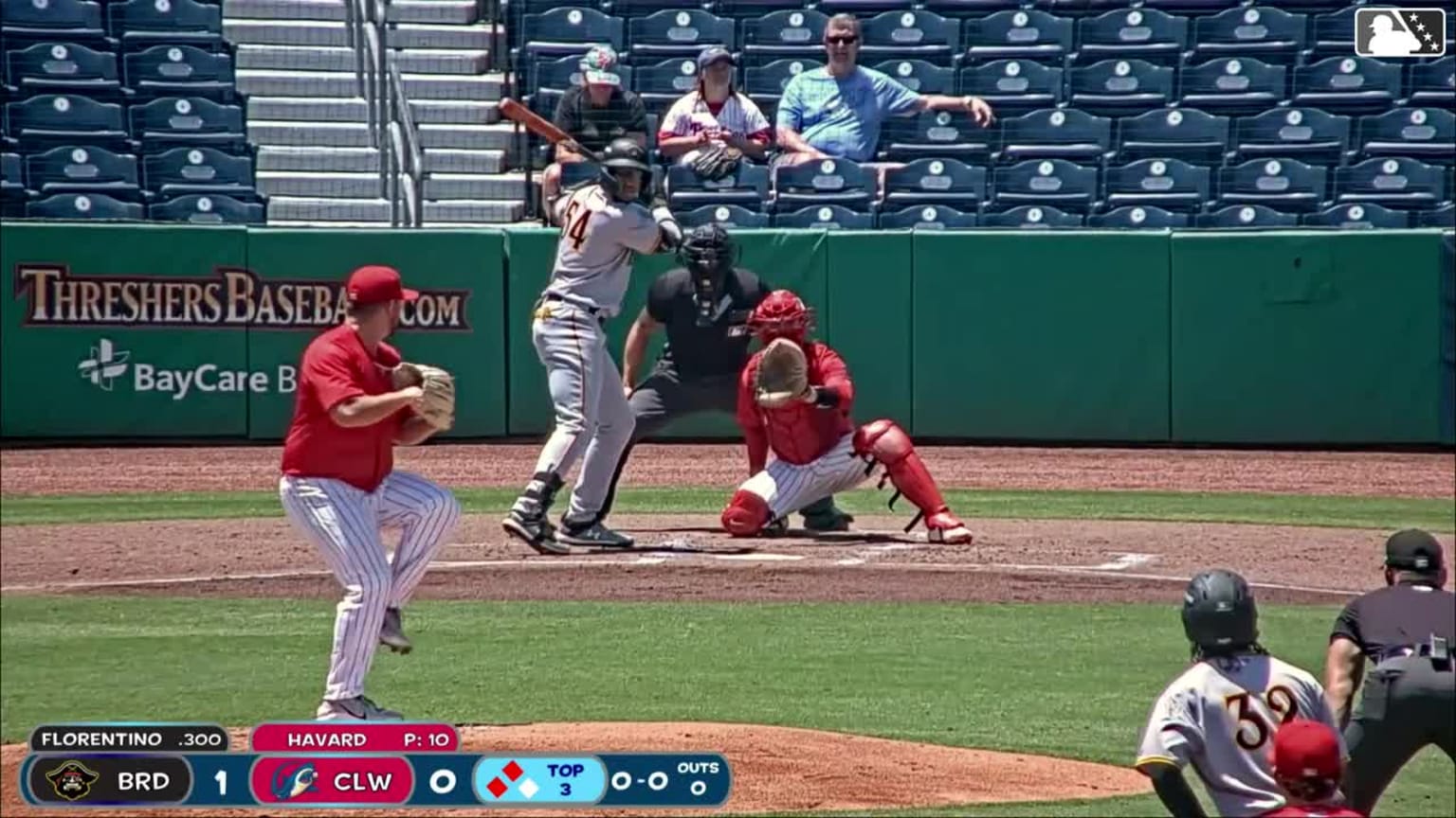 Edward Florentino singles on a ground ball to right fielder Jonathan ...