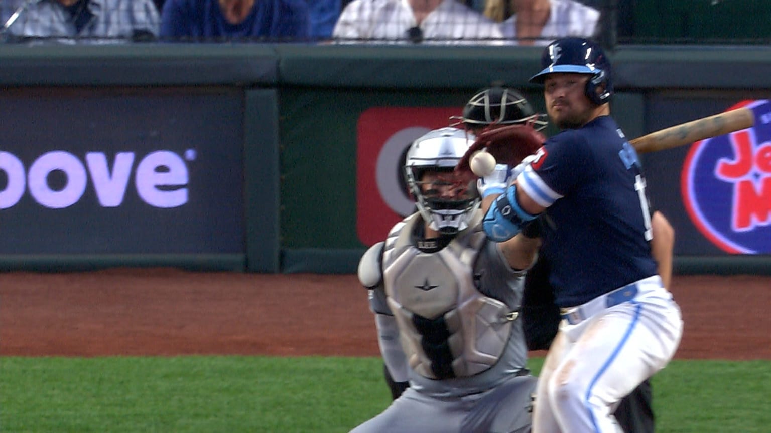 Hunter Renfroe scores Kyle Isbel on a hit-by-pitch | 07/19/2024 ...