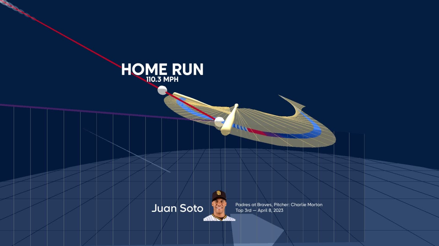 An animated look at Juan Soto's home run | 04/08/2023 | San Diego Padres
