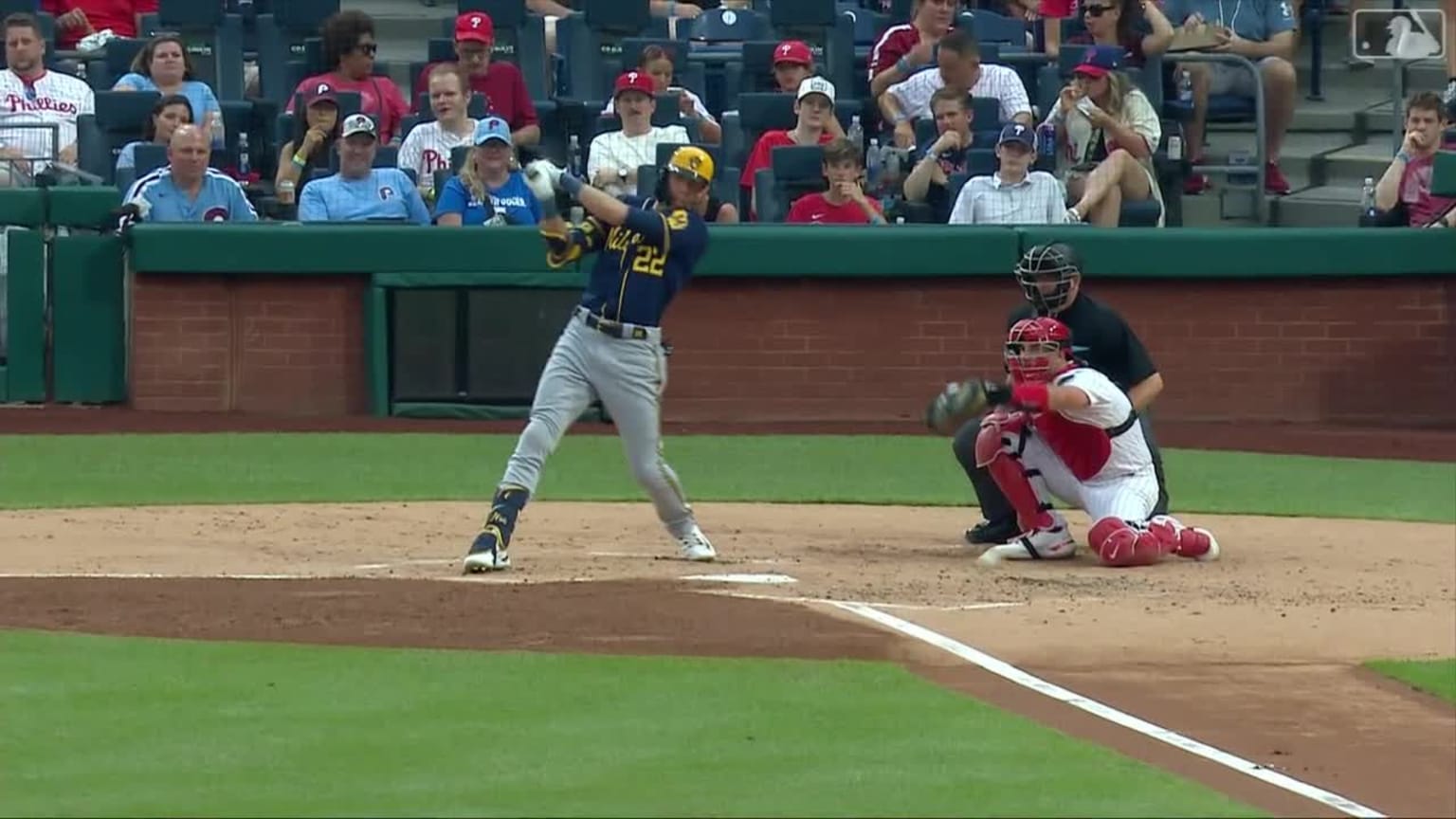 Christian Yelich slaps an RBI double to left field | 07/19/2023 | MLB.com