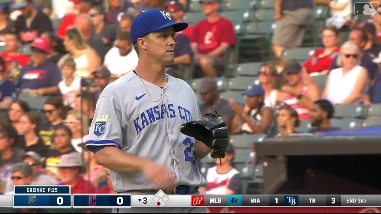 Myles Straw gets Zack Greinke to crack a smile | 07/25/2023 | Kansas ...