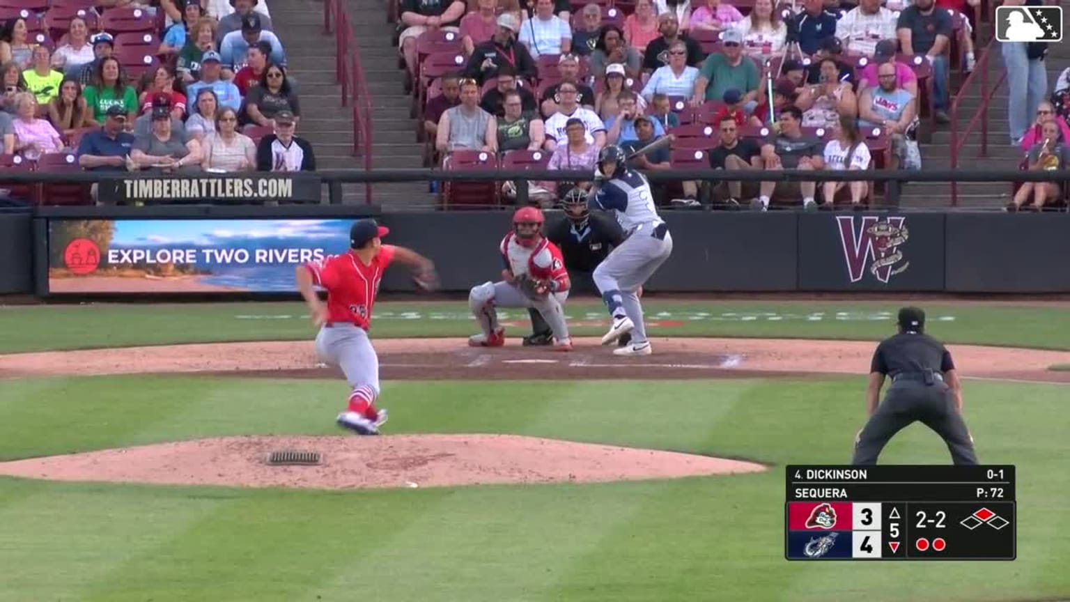 Daniel Dickinson singles on a line drive to left fielder Christian ...