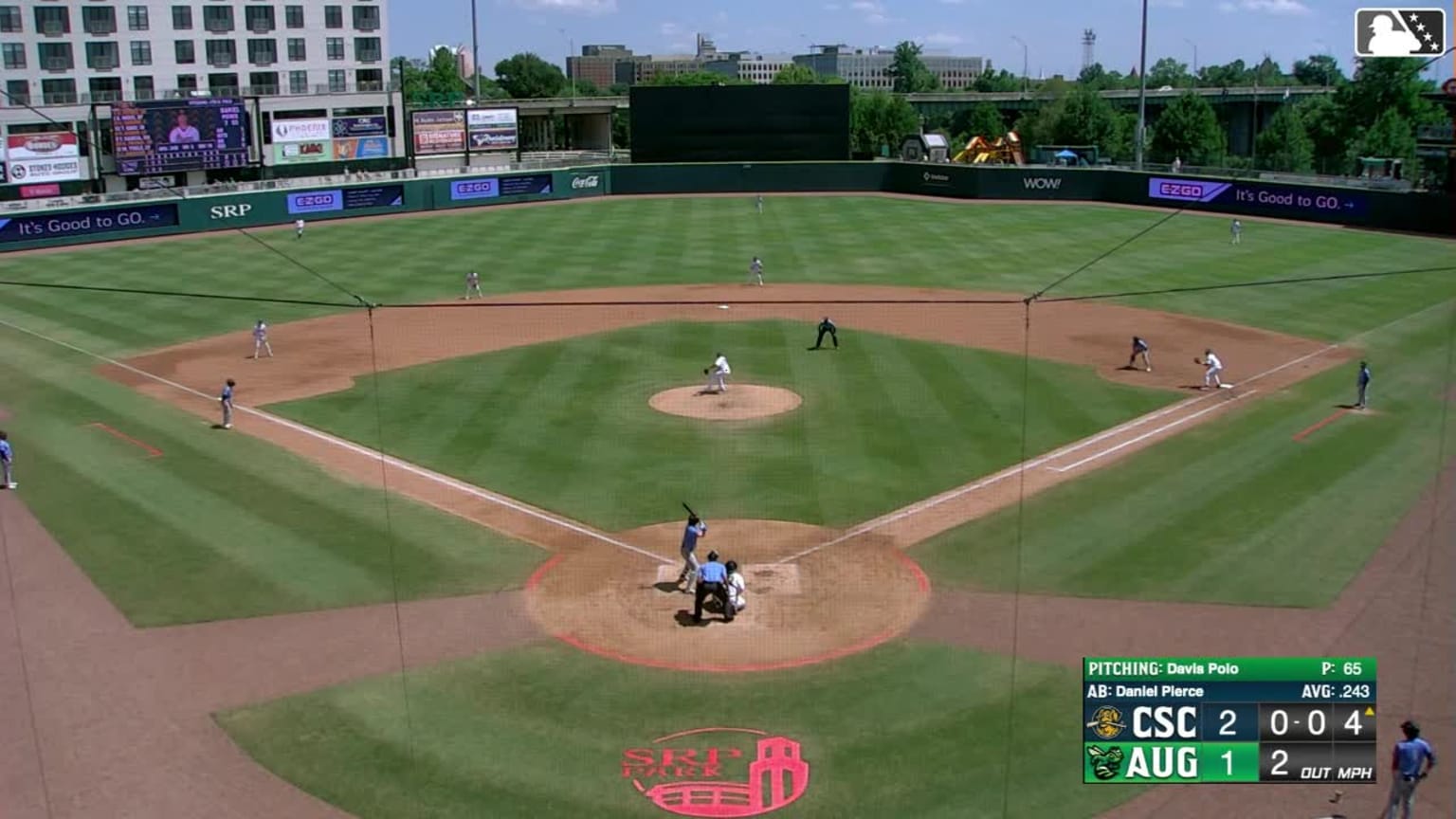 Daniel Pierce singles on a line drive to left fielder John Estevez ...