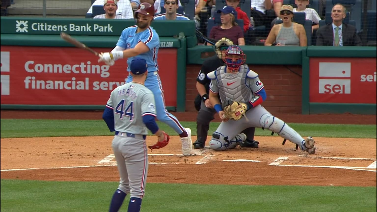 Andrew Heaney strikes out Bryce Harper | 05/23/2024 | Texas Rangers