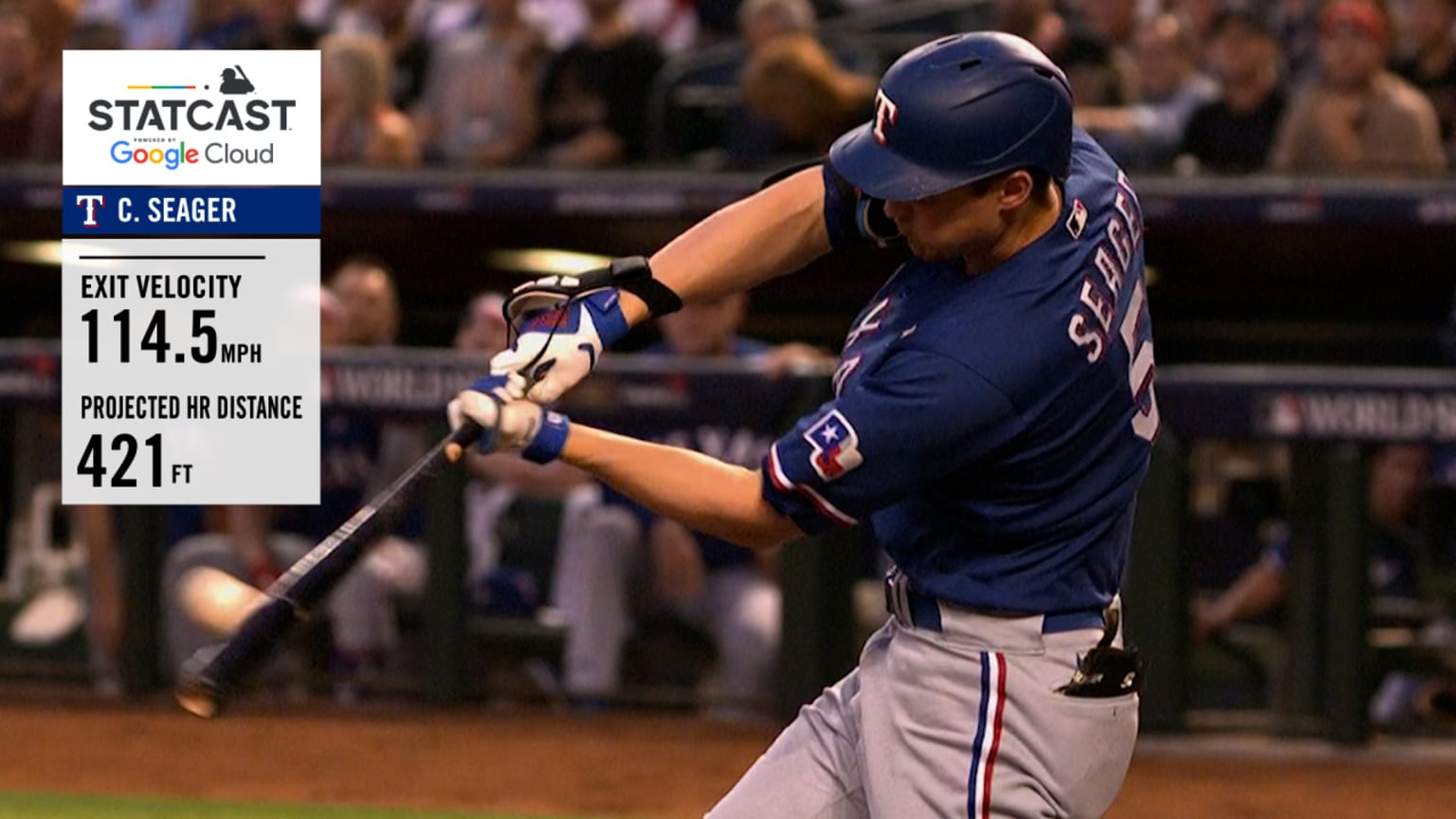 Corey Seager pega un HR de 2 carreras de 421 pies | 30/10/2023 | Los Mariners de Seattle