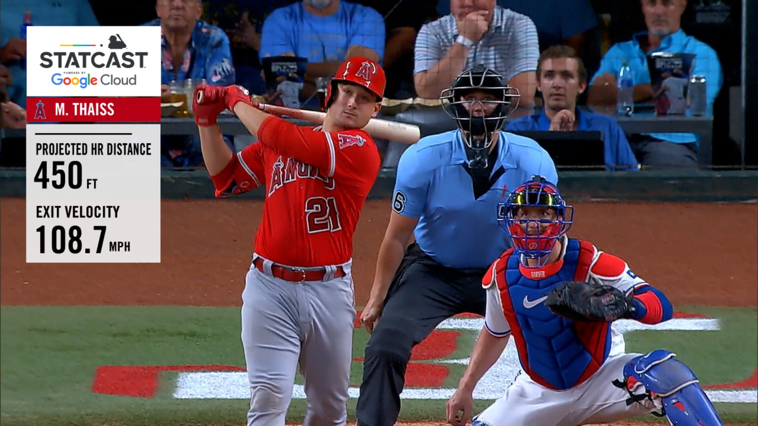 Matt Thaiss crushes a 450-foot, 108.7 mph home run | 08/16/2023 | Los ...